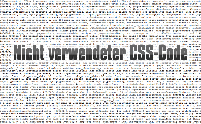 Nicht Verwendeter CSS Code Konzept Welt de